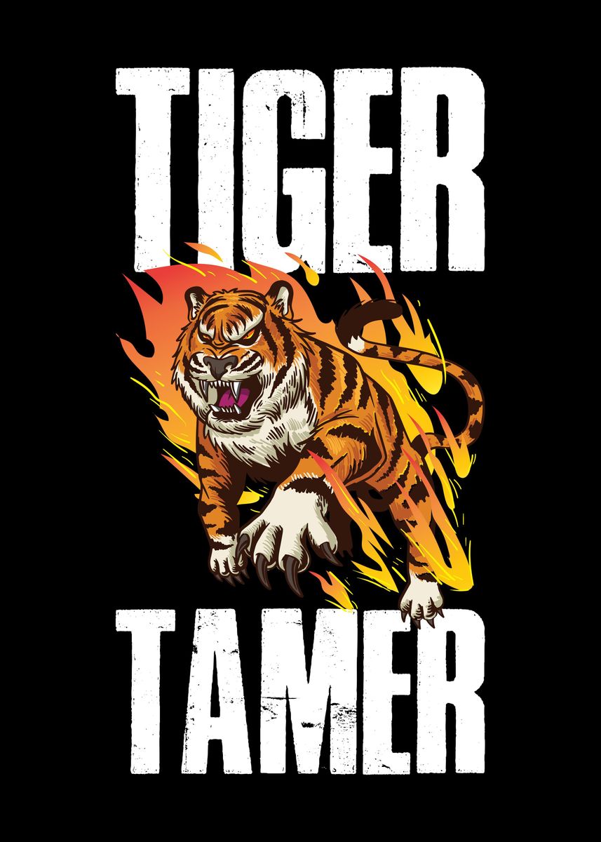 'Tiger Tamer' Poster, picture, metal print, paint by CatRobot | Displate