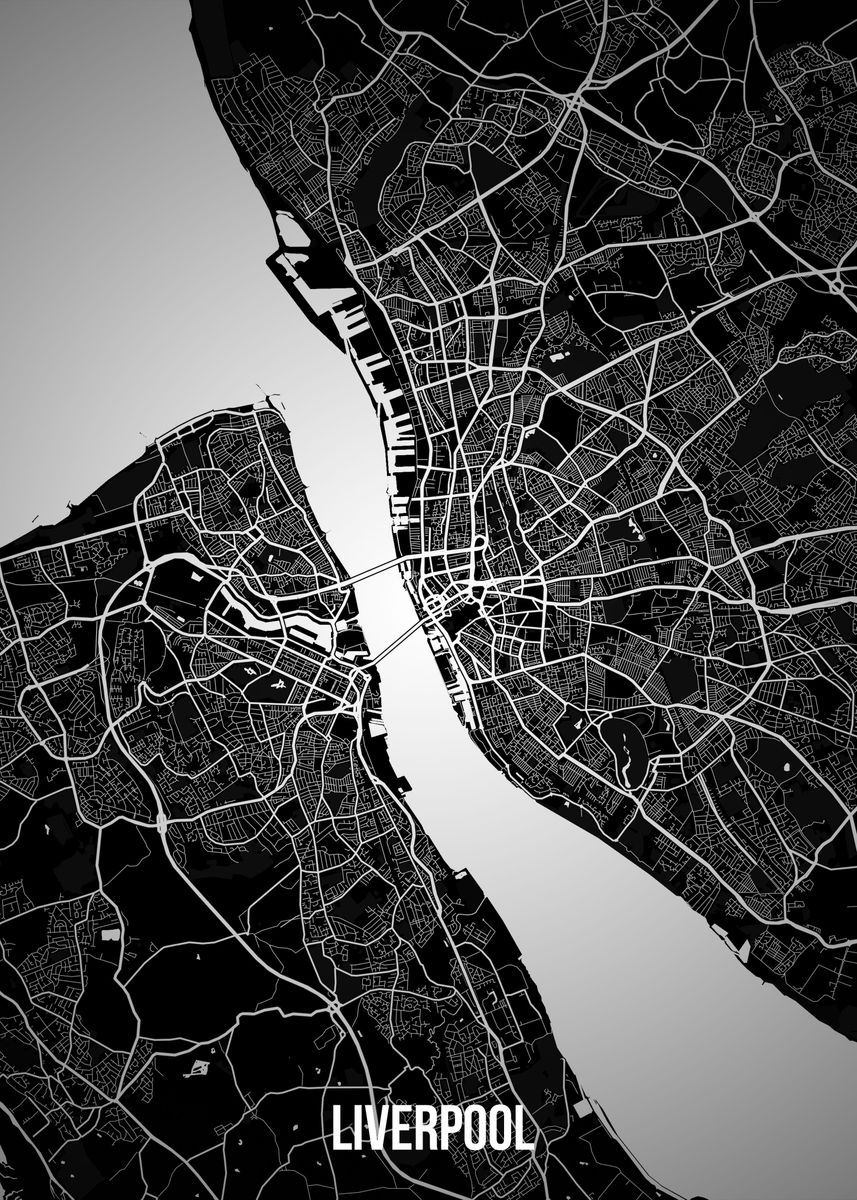 'Liverpool dark map' Poster, picture, metal print, paint by LUNGHISTE ...