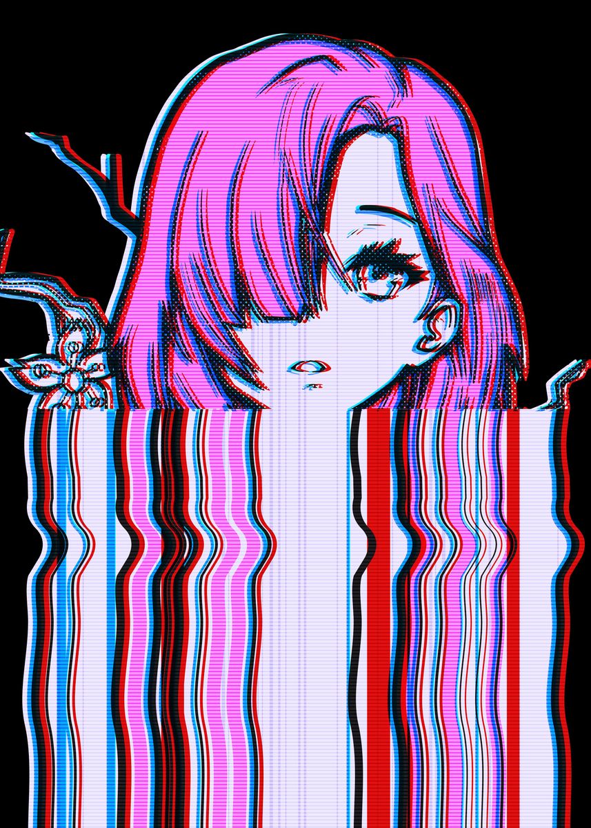 'Anime Girl Vaporwave' Poster, picture, metal print, paint by ...