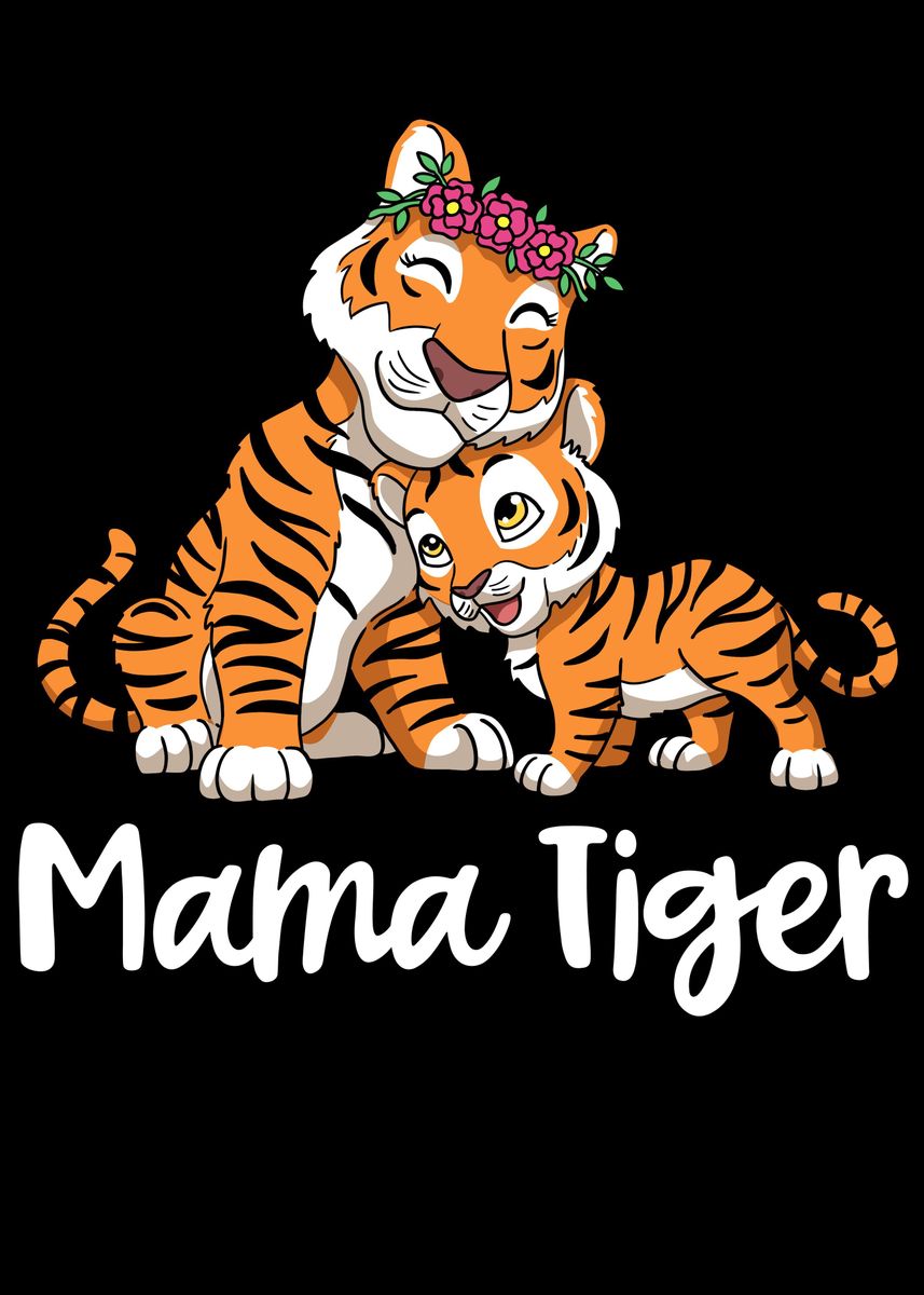 'Mama Tiger' Poster, picture, metal print, paint by CatRobot | Displate