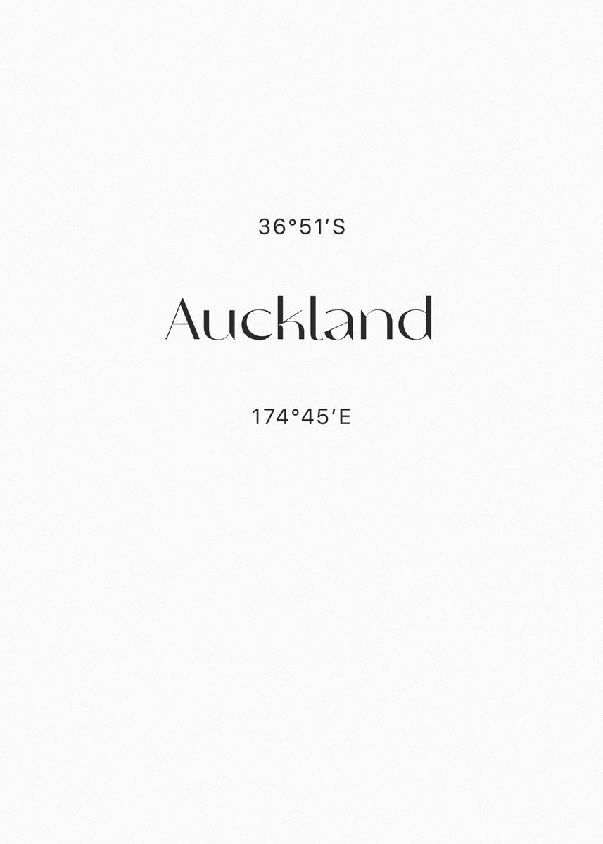 'Auckland Coordinates' Poster, picture, metal print, paint by Visitify ...