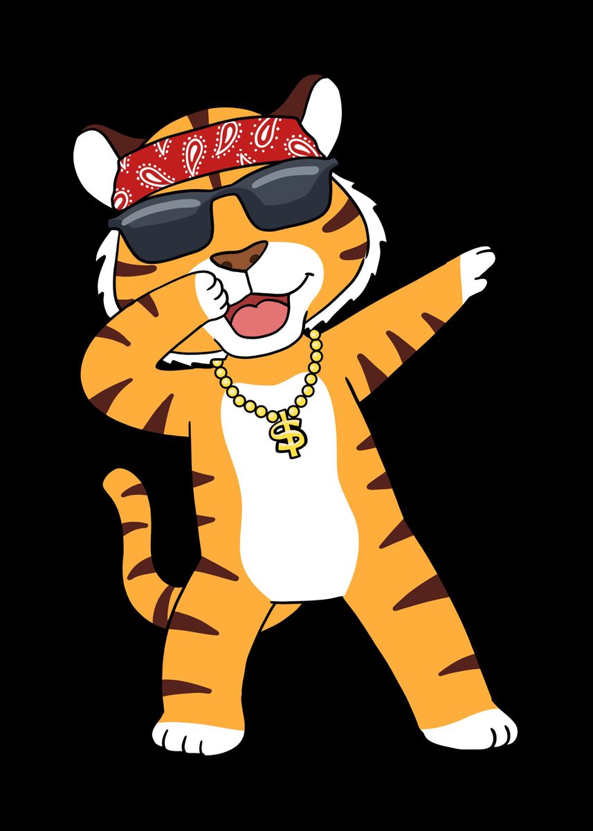 'Dabbing Tiger' Poster, picture, metal print, paint by CatRobot | Displate