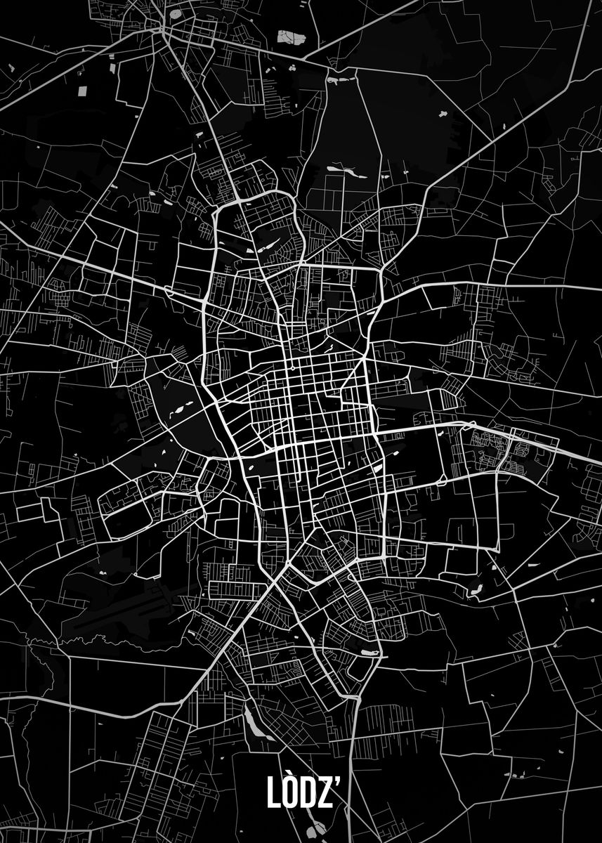 'Lodz dark map' Poster, picture, metal print, paint by Stefano Lunghi ...