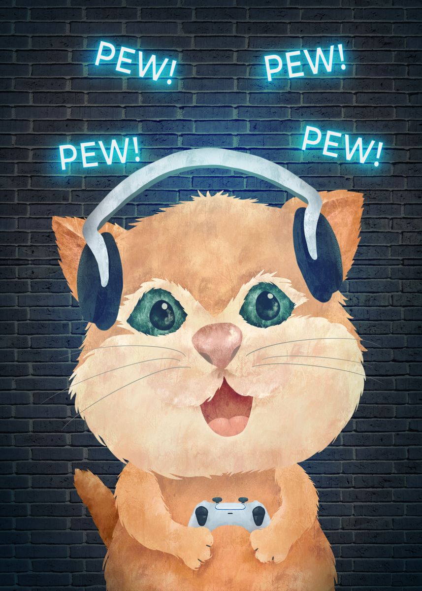 'Pew Pew Cat' Poster by XandYart | Displate