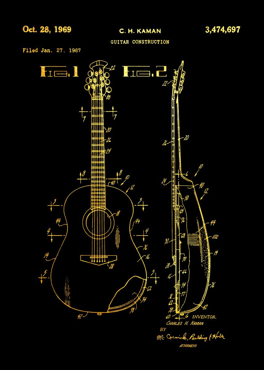 'Guitar Patent' Poster by ThomasDHaley | Displate