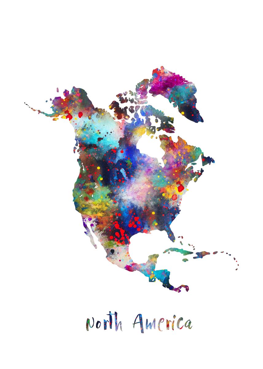 'North America map ' Poster, picture, metal print, paint by RosaliasArt ...