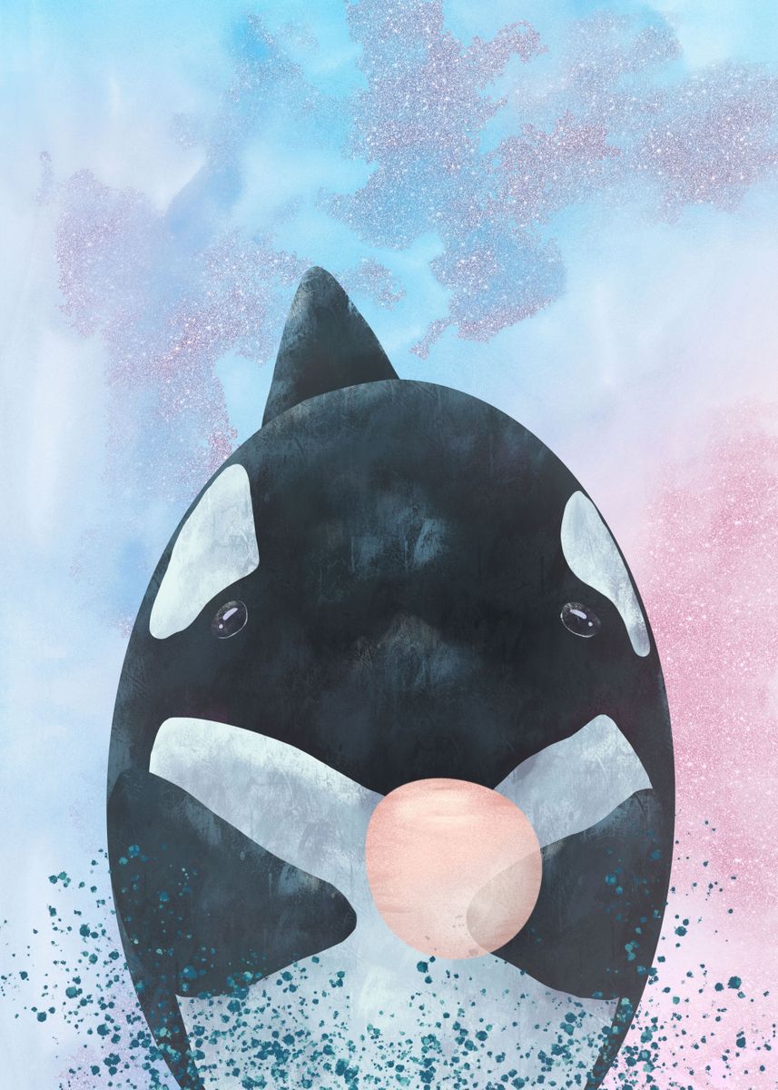 'Dreamy Orca bubble gum' Poster, picture, metal print, paint by ...