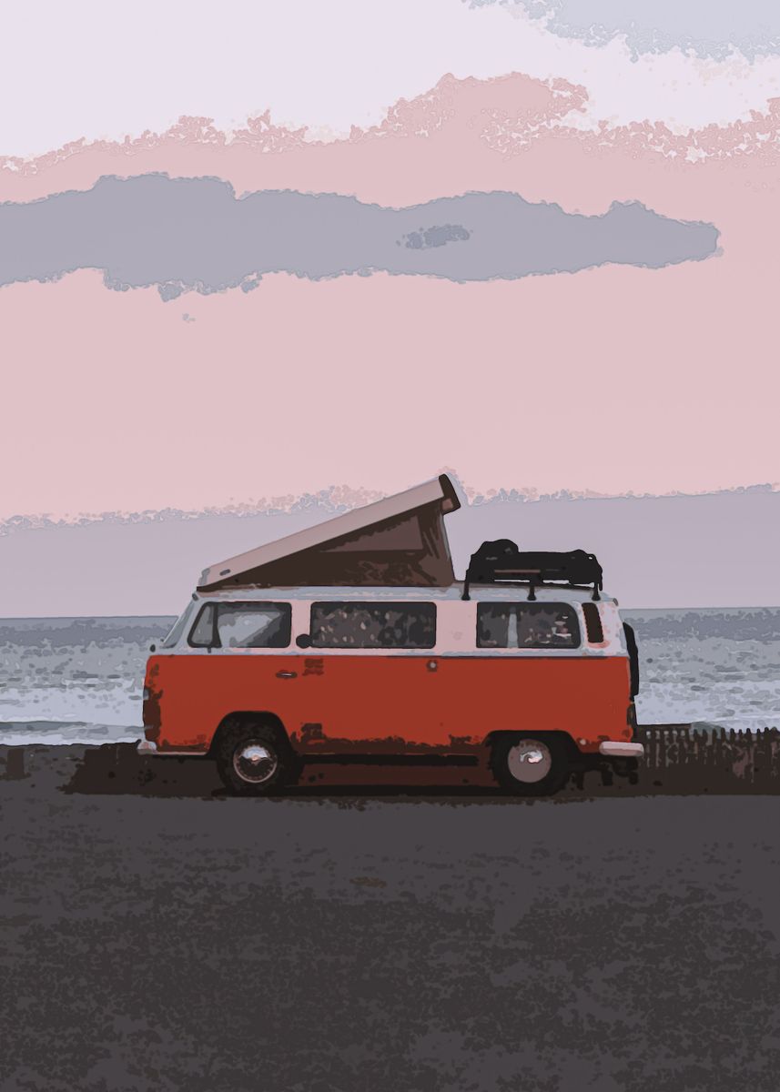 'SURFER CARAVAN' Poster, picture, metal print, paint by StonerPlates ...