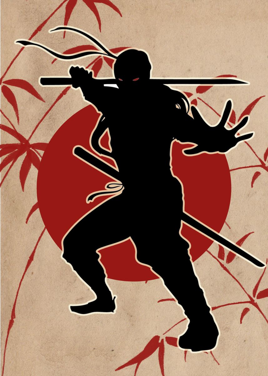 'NINJA VINTAGE JAPAN STYLE' Poster, picture, metal print, paint by ...