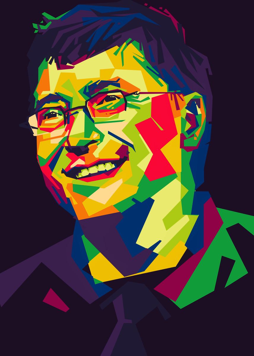 'gates co Microsoft' Poster, picture, metal print, paint by Mshel Tyan ...