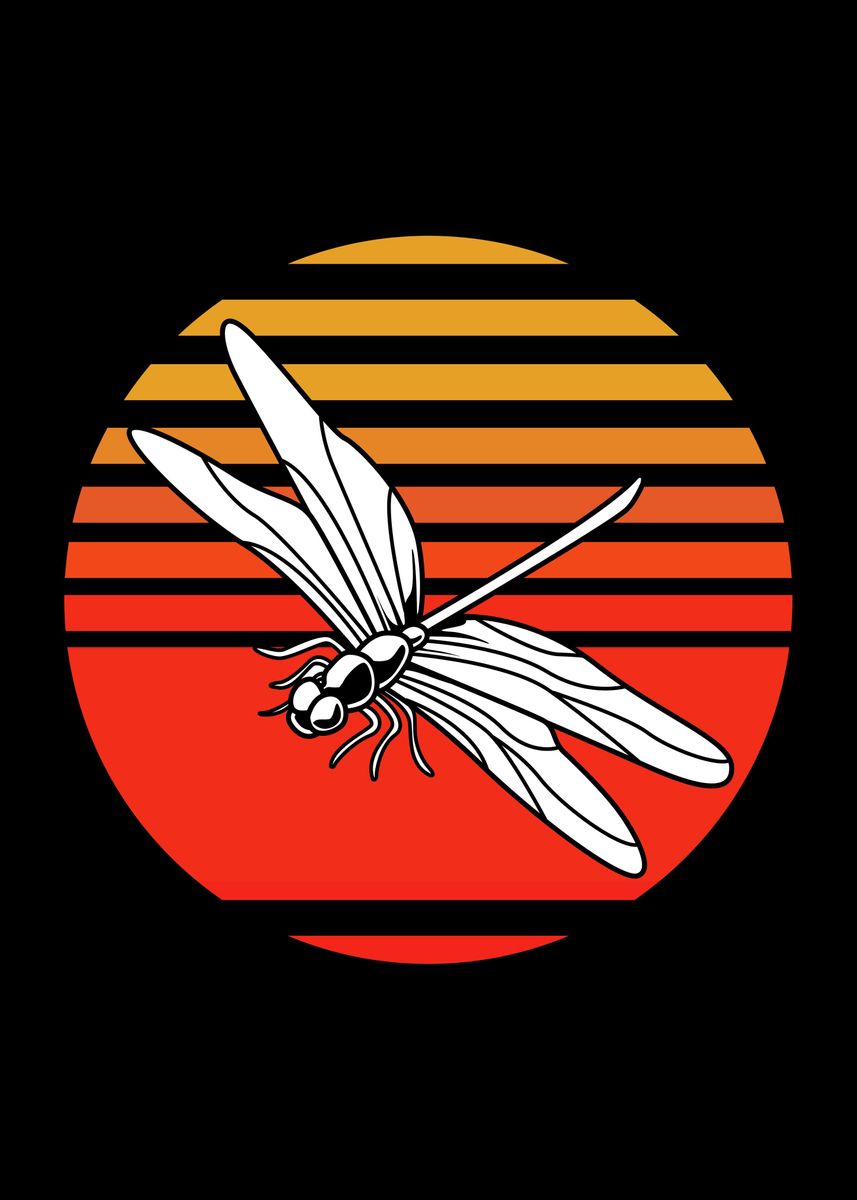 'Retro Dragonfly' Poster, picture, metal print, paint by FunnyGifts ...