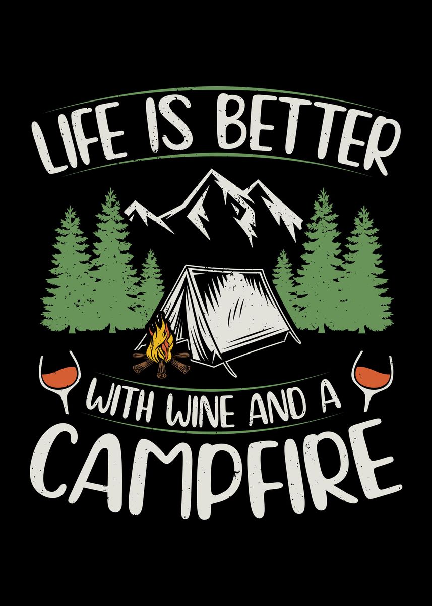 'Campfire Camping Gift Idea' Poster, picture, metal print, paint by TW ...