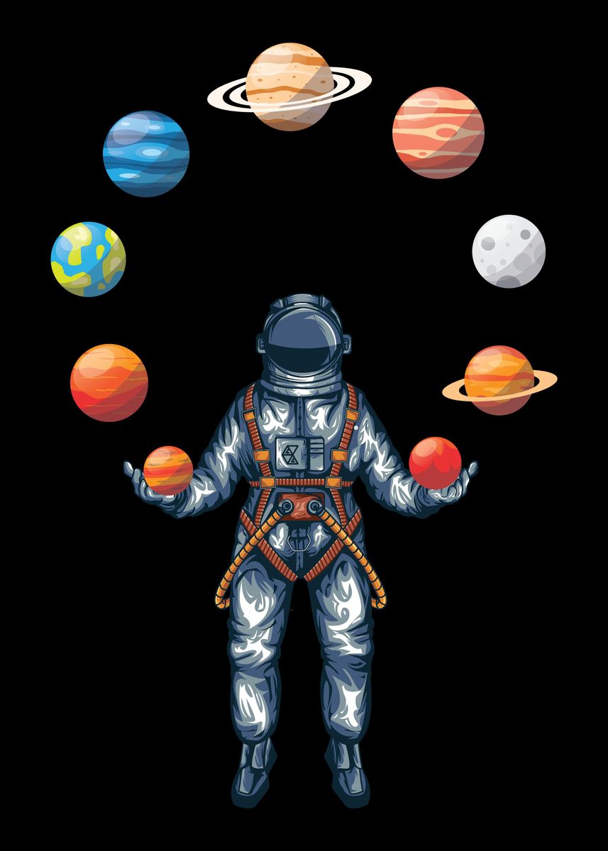 'Juggling Astronaut' Poster, picture, metal print, paint by BobbyBubble ...