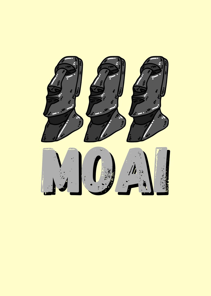'Moai Statues Easter Island' Poster, picture, metal print, paint by ...