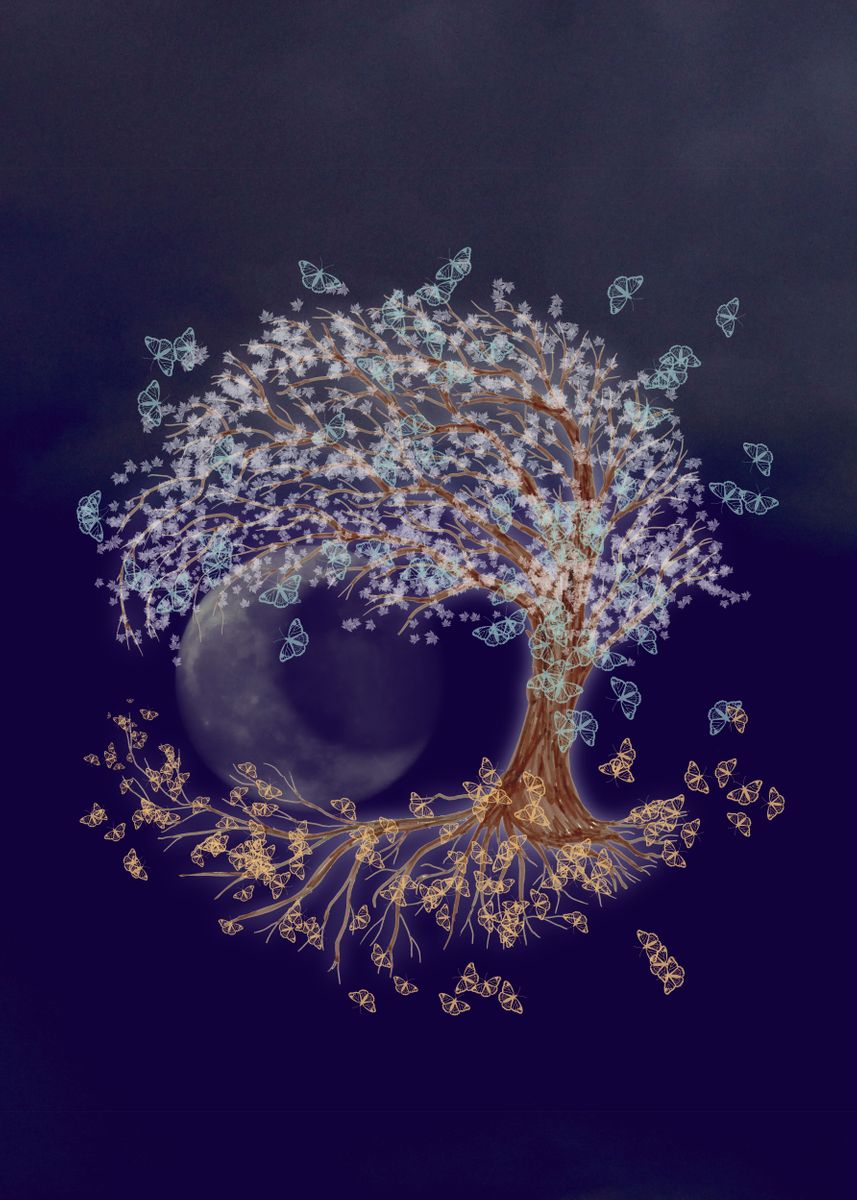 ' Tree of life in the night' Poster, picture, metal print, paint by ...