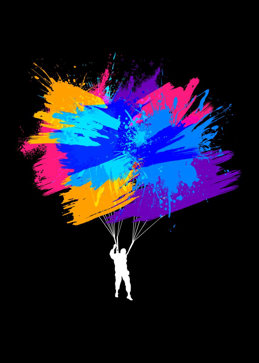 'Parachute Colors Skydiver' Poster, picture, metal print, paint by ...