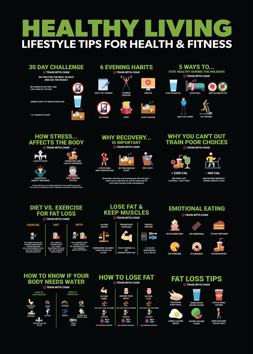 'Health Fitness Infographic' Poster, picture, metal print, paint by ...