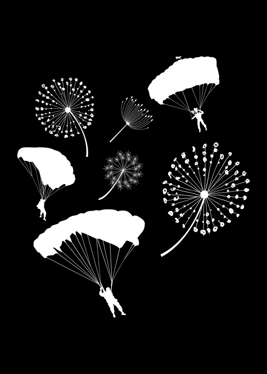 'Parachute Colors Skydiver' Poster, picture, metal print, paint by ...