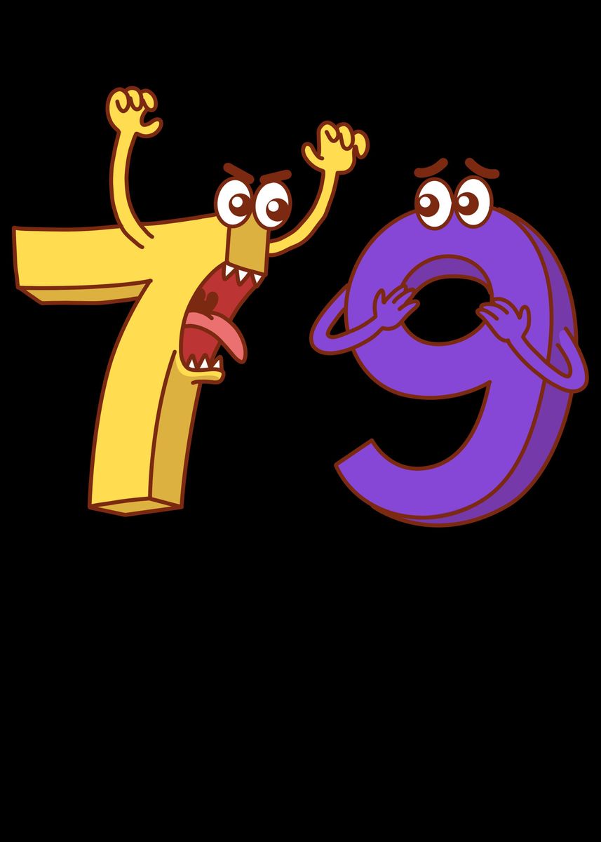 '7 Ate 9' Poster, picture, metal print, paint by CatRobot | Displate