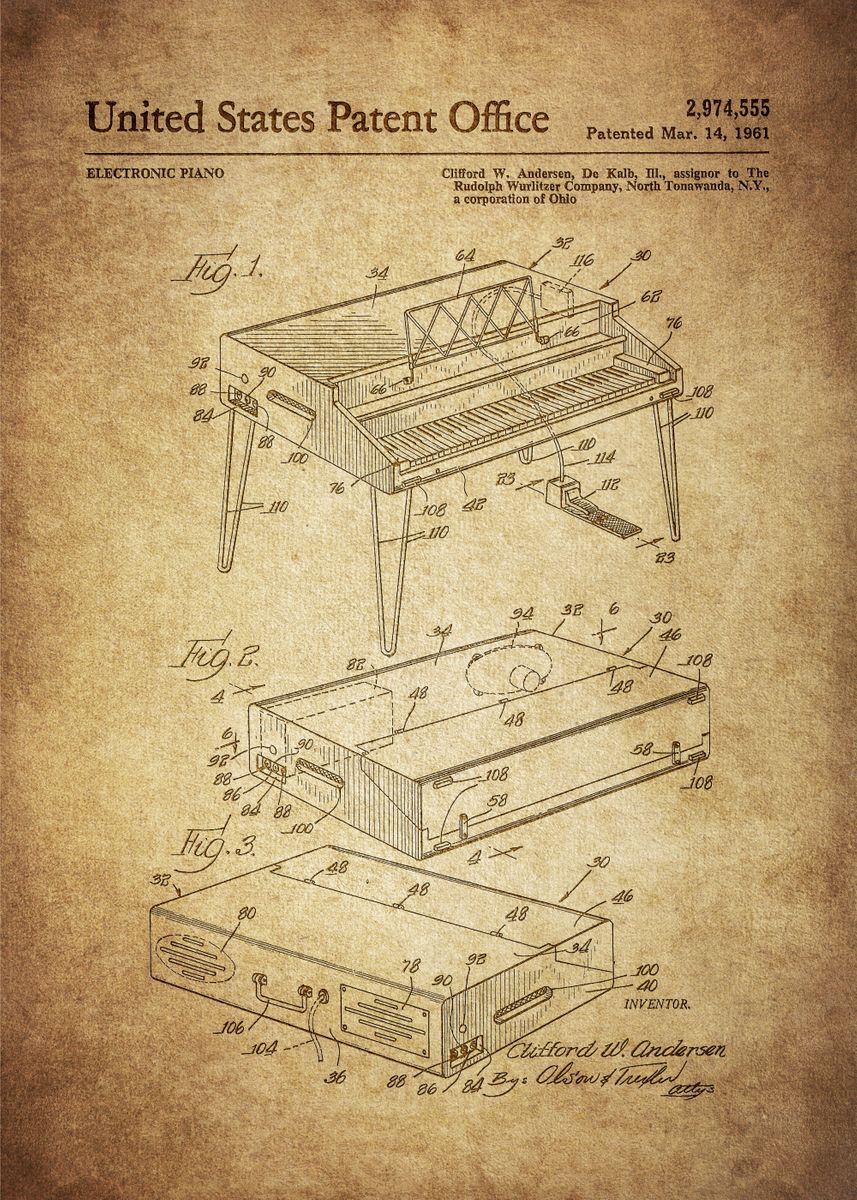'Piano Patent' Poster by BriannaMReyes | Displate