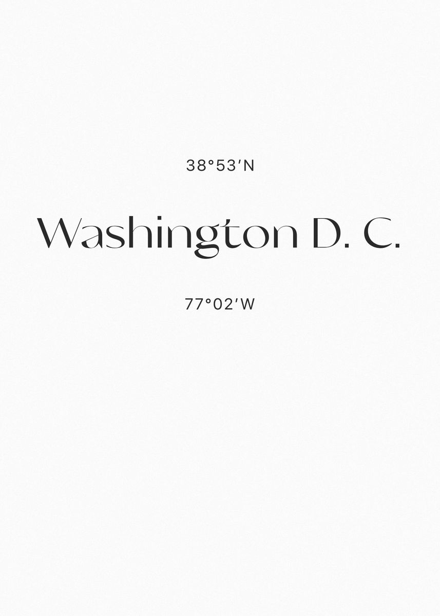 'Washington DC Coordinates' Poster, picture, metal print, paint by ...