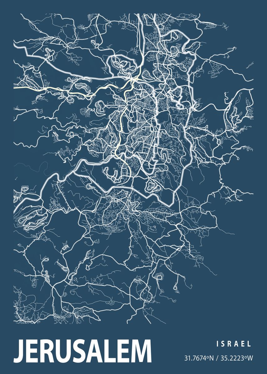 'Jerusalem Map Israel' Poster by Max Ronn | Displate