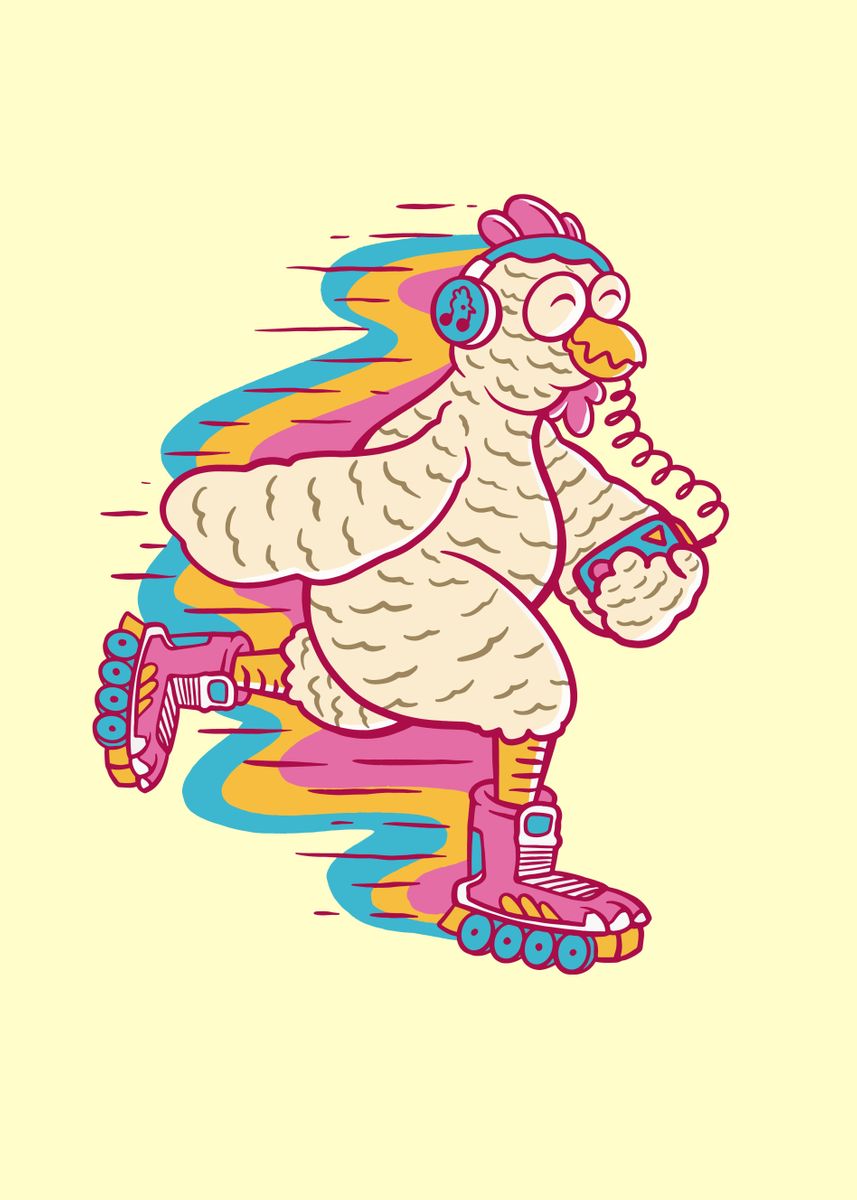 'CHICKEN ROLLER SKATING' Poster by StonerPlates | Displate