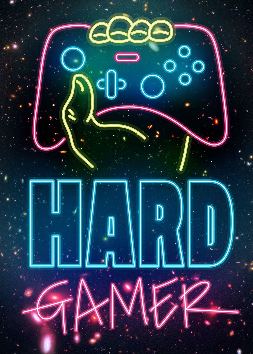 'Hard Gamer Neon' Poster, picture, metal print, paint by Andreas ...