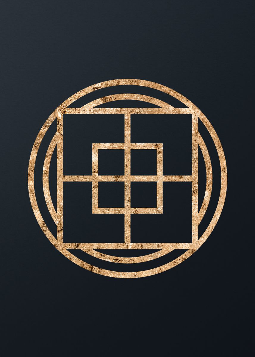 'Gold Geometric Glyph Sign' Poster, picture, metal print, paint by Holy ...