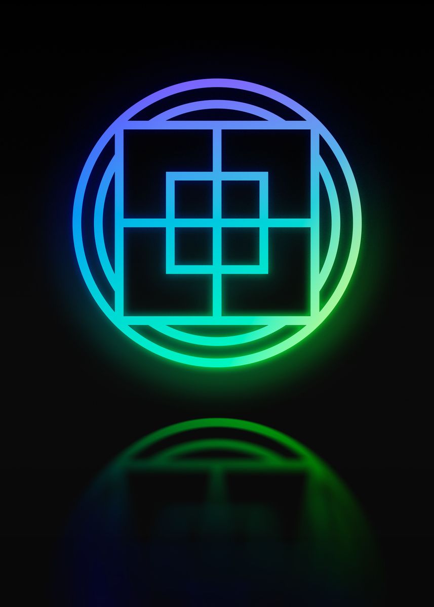 'Neon Geometric Glyph Sign' Poster by Holy Rock Design | Displate