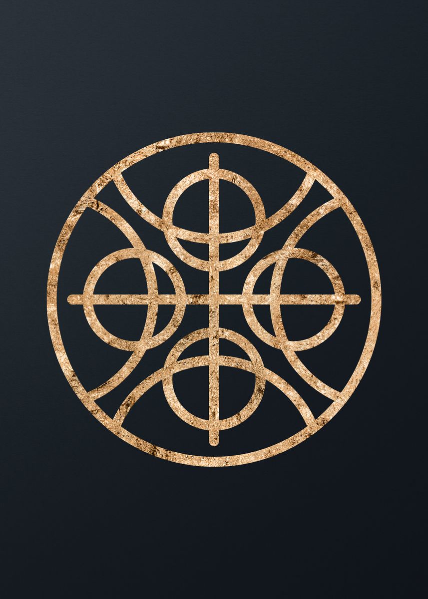 'Gold Geometric Glyph Sign' Poster by Holy Rock Design | Displate