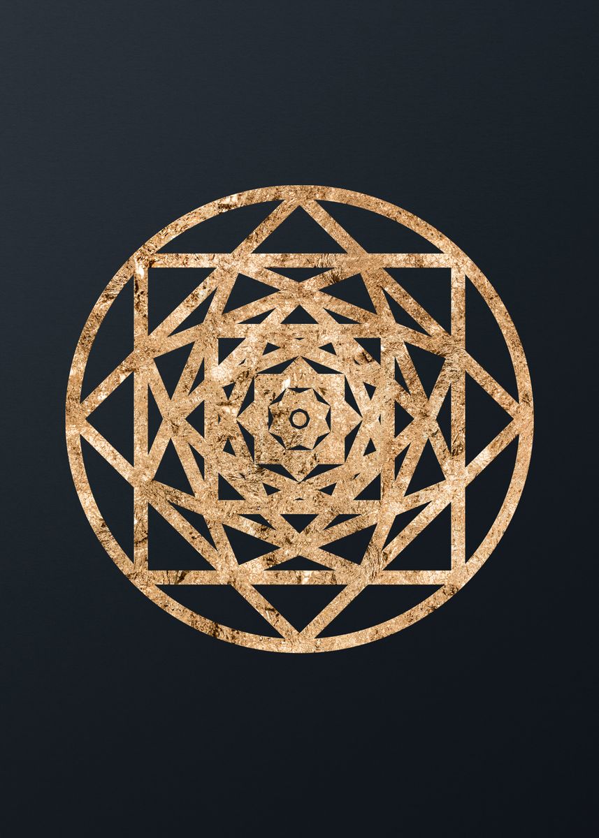 'Gold Geometric Glyph Sign' Poster, picture, metal print, paint by Holy ...