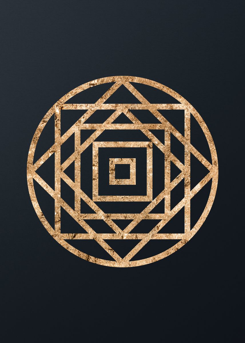 'Gold Geometric Glyph' Poster, picture, metal print, paint by Holy Rock ...