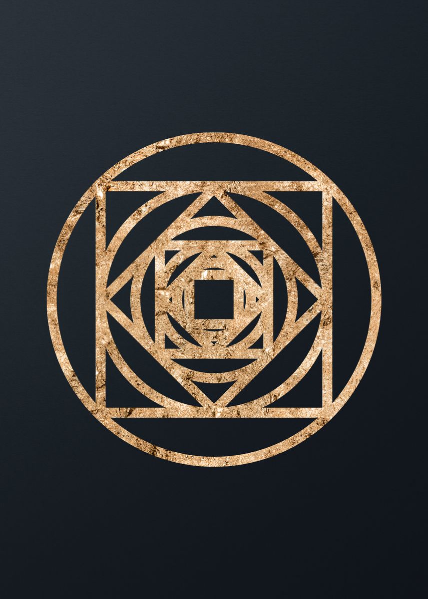 'Gold Geometric Glyph Sign' Poster, picture, metal print, paint by Holy ...