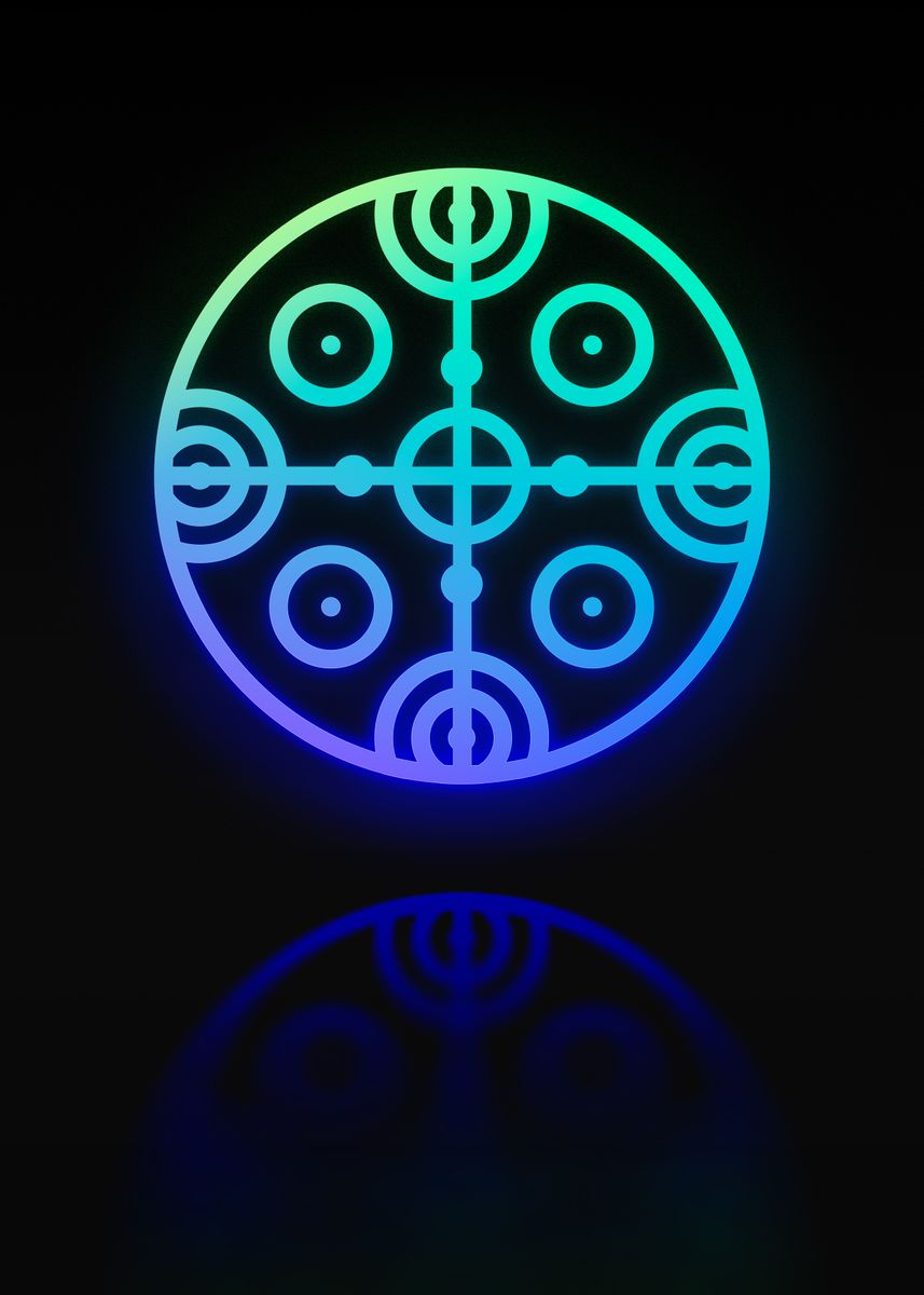 'Neon Geometric Glyph Sign' Poster by Holy Rock Design | Displate