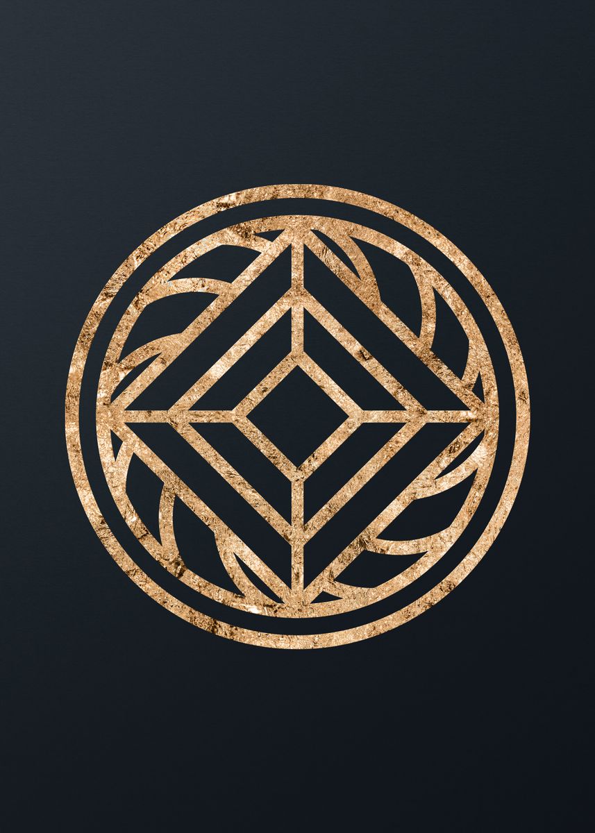 'Gold Geometric Glyph Sign' Poster, picture, metal print, paint by Holy ...