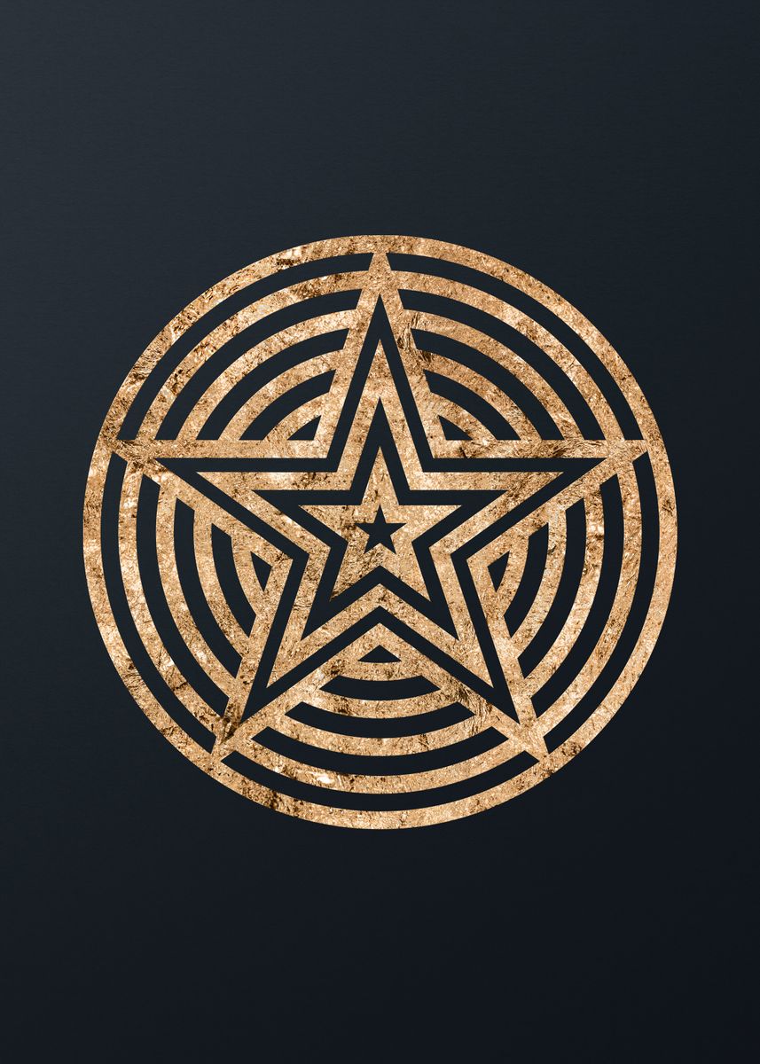 'Gold Geometric Glyph Sign' Poster, picture, metal print, paint by Holy ...