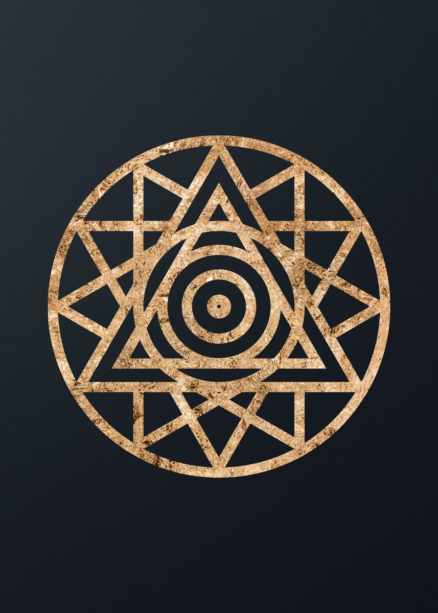 'Gold Geometric Glyph Sign' Poster, picture, metal print, paint by Holy ...