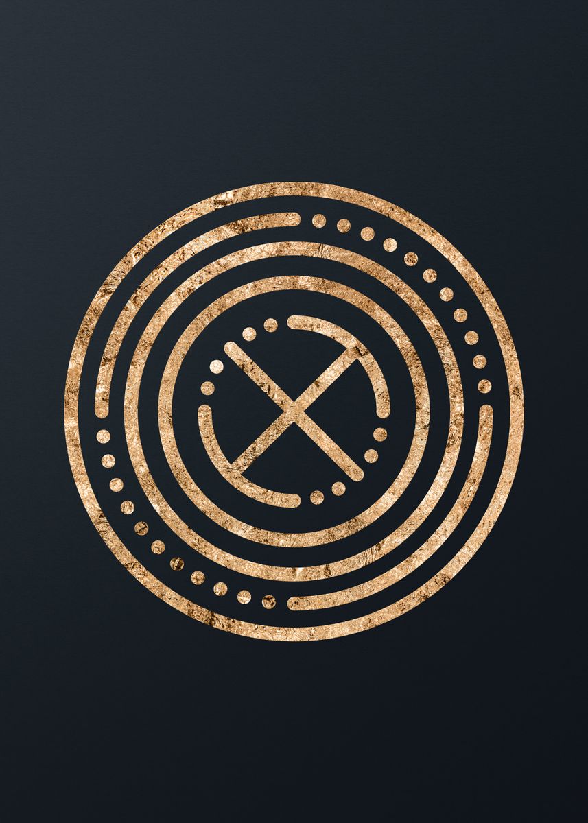 'Gold Geometric Glyph Sign' Poster by Holy Rock Design | Displate