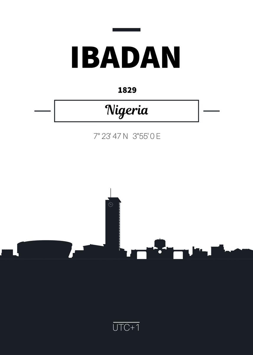 'Ibadan Nigeria Skyline' Poster, picture, metal print, paint by ...