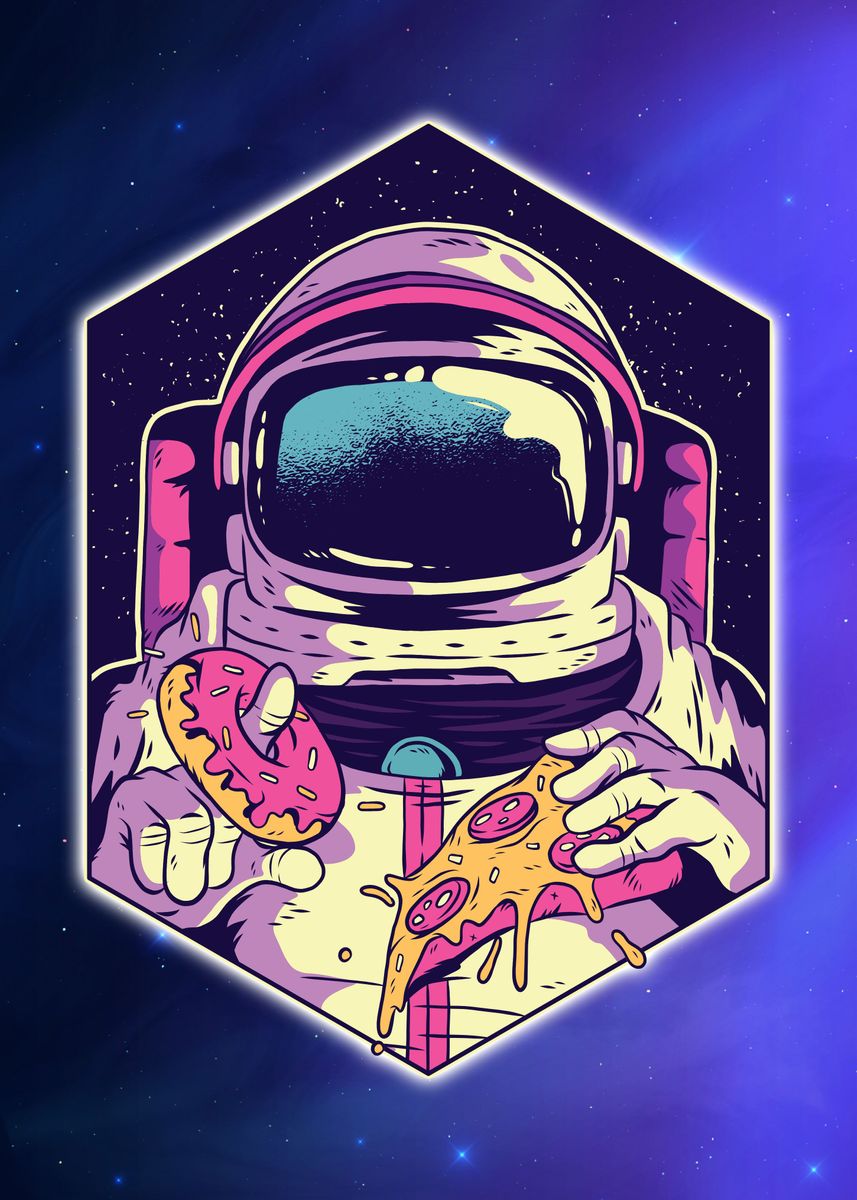 'Eating Astronaut In Space' Poster, picture, metal print, paint by ...