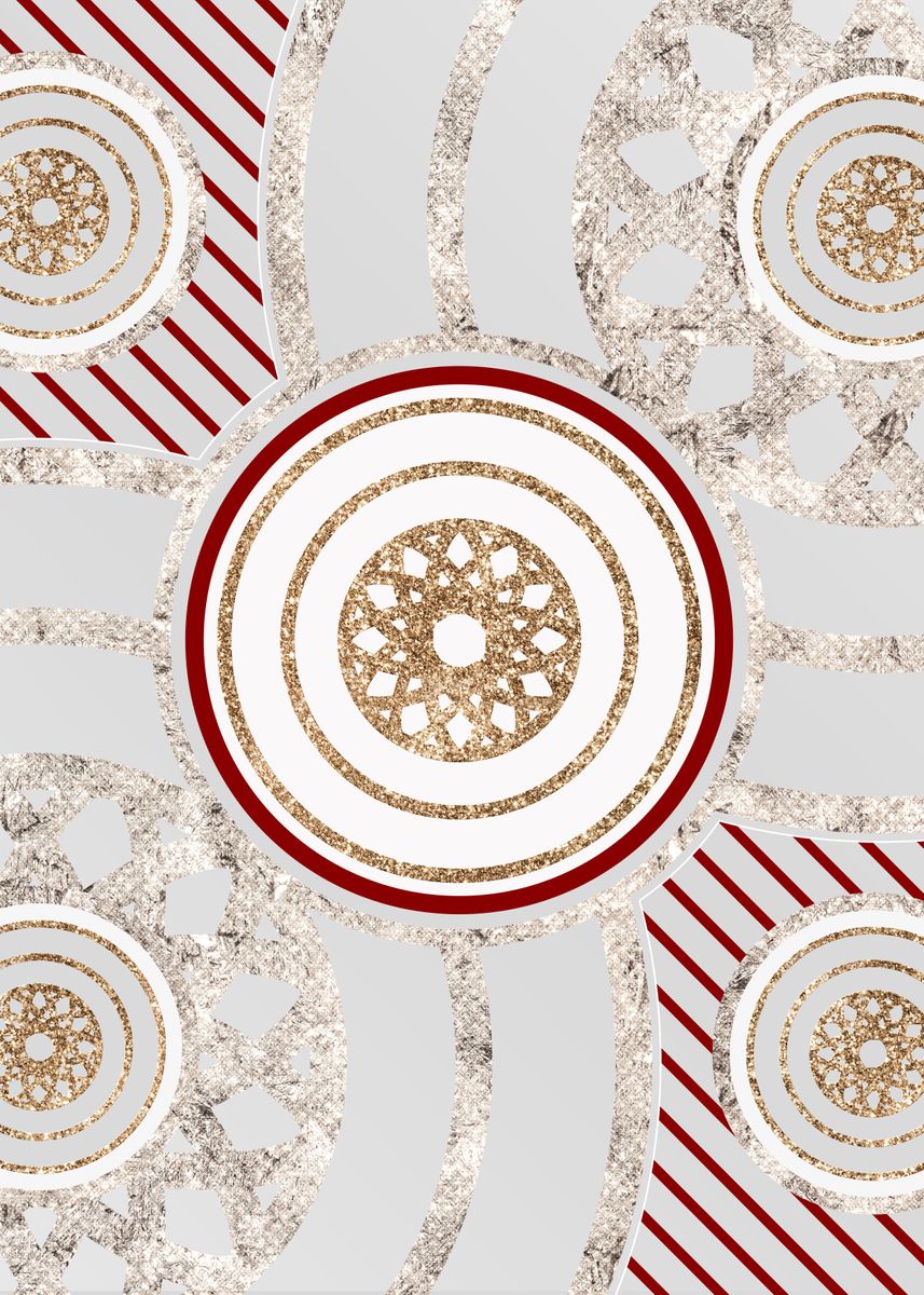 'Red Silver and Gold Glyph' Poster, picture, metal print, paint by Holy ...