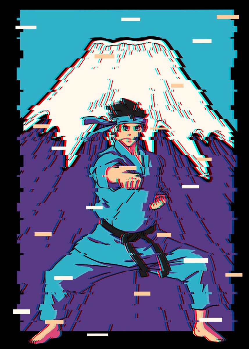 'Karate Anime Boy Vaporwave' Poster, picture, metal print, paint by ...