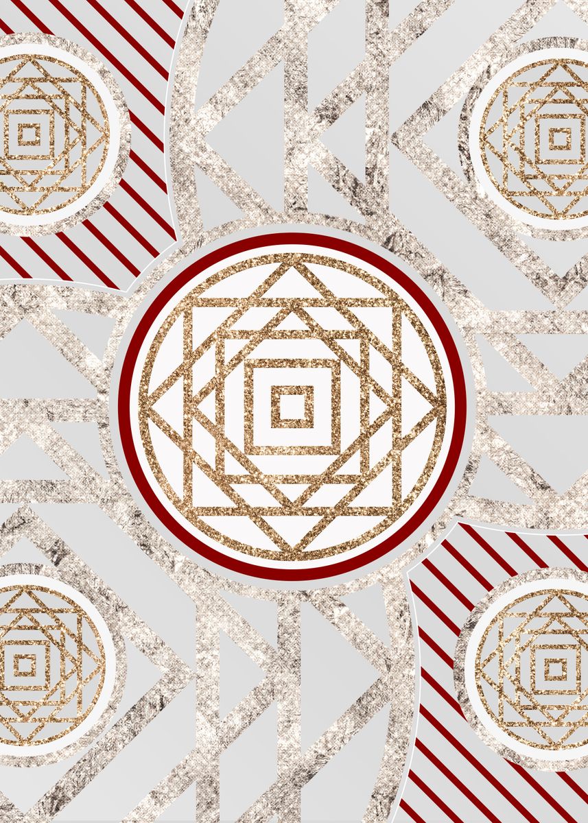 'Silver Gold and Red Glyph' Poster, picture, metal print, paint by Holy ...