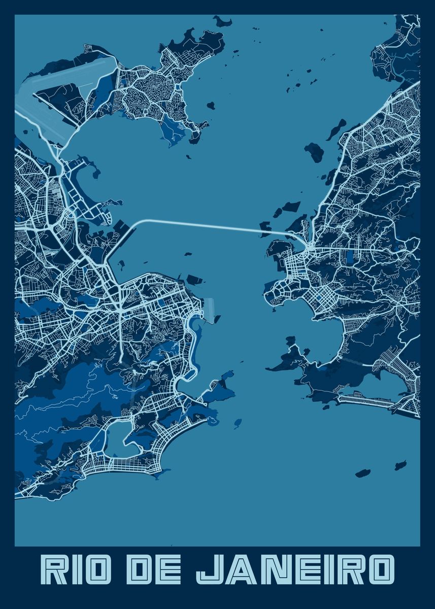 'Rio de Janeiro Map Brazil' Poster by Max Ronn | Displate