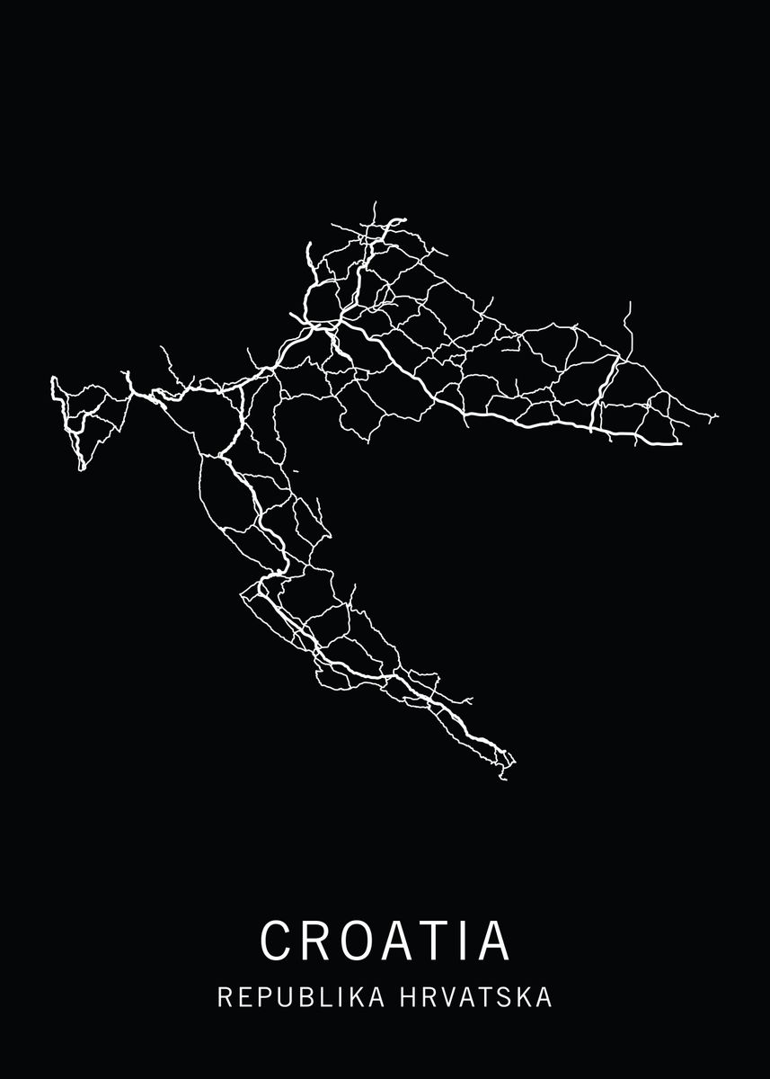 'Croatia Road Map' Poster by Clark Street Press | Displate