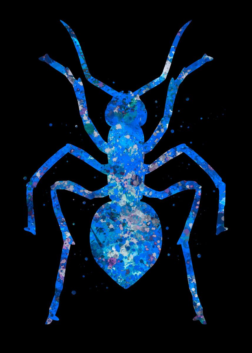 'Ant blue abstract' Poster, picture, metal print, paint by Yahya Art ...