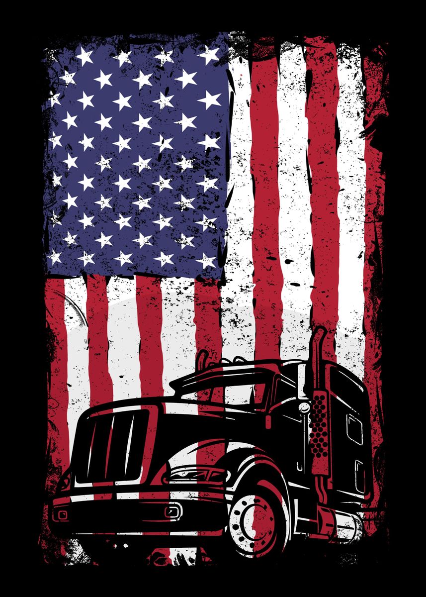 'Truck Driver Trucking' Poster, picture, metal print, paint by ...