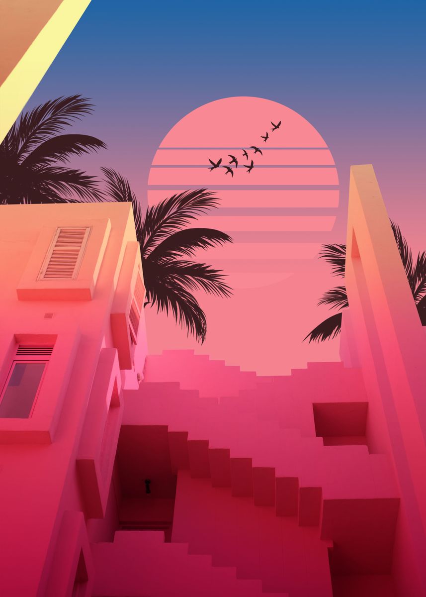 'retro building' Poster by El Rik | Displate