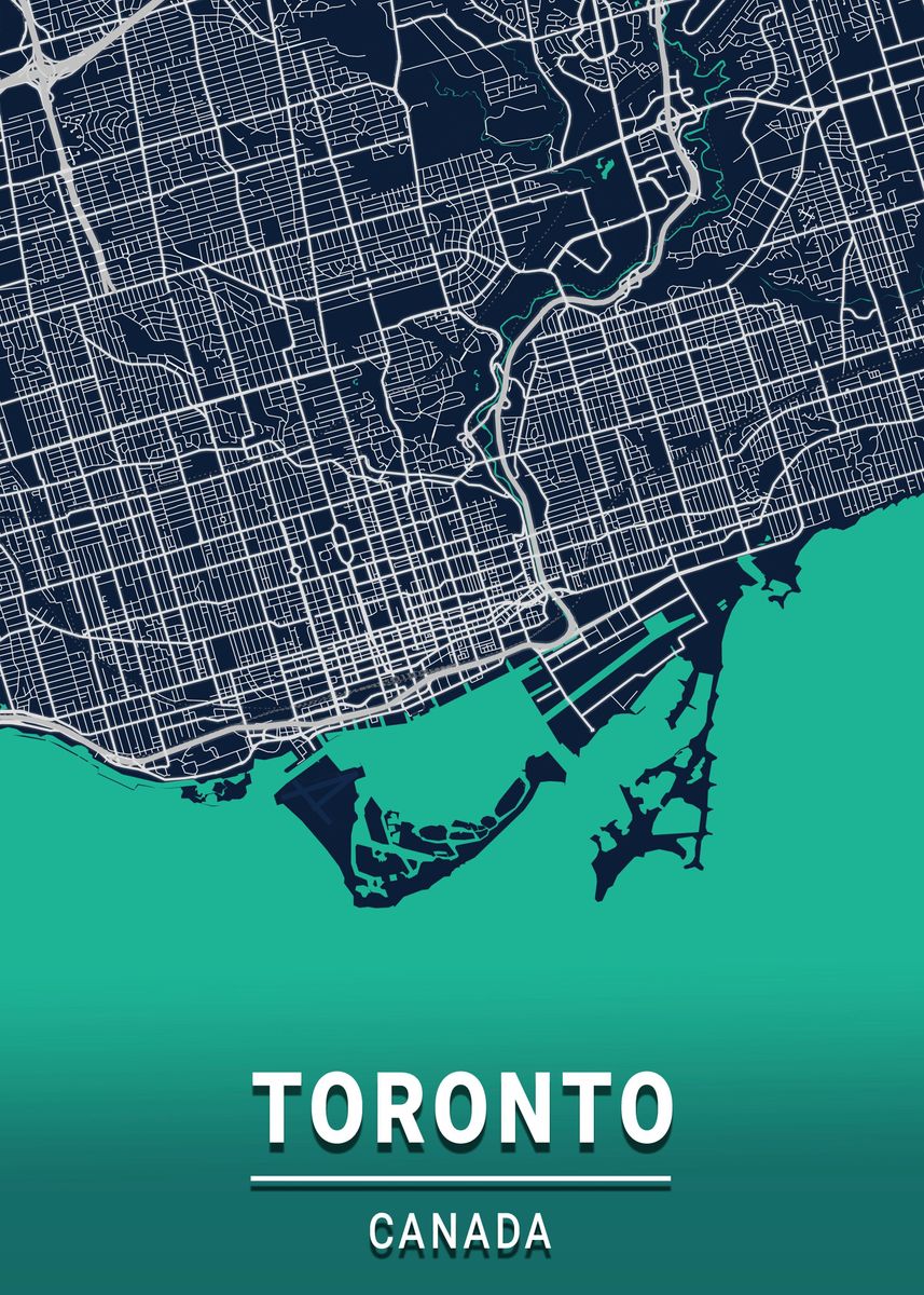 'Toronto City Map Canada' Poster, picture, metal print, paint by Max ...